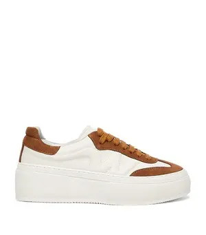Max Mara Leather Platform Sneakers - Brown