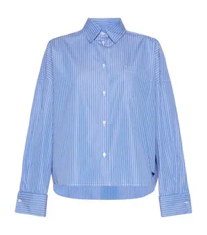 Max Mara Cotton Stripe Cropped Shirt - Blue