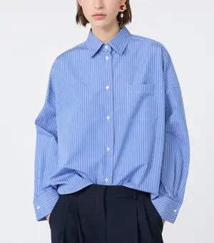 Max Mara Cotton Stripe Cropped Shirt