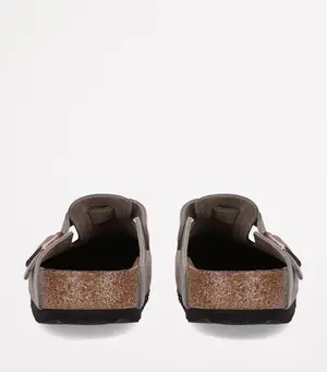 BIRKENSTOCK Suede Boston Clogs - Brown