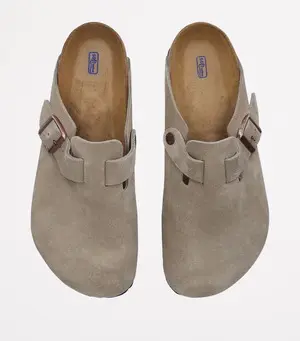 BIRKENSTOCK Suede Boston Clogs - Brown