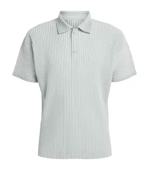 Issey Miyake Pleated Polo Shirt - Blue