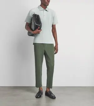 Issey Miyake Pleated Polo Shirt - Blue