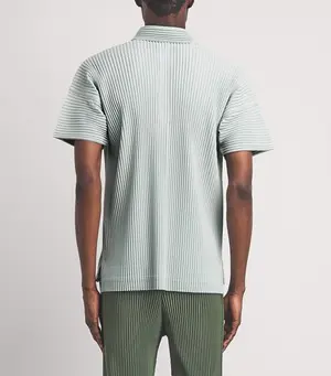Issey Miyake Pleated Polo Shirt - Blue