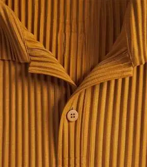 Issey Miyake Pleated Polo Shirt - Brown