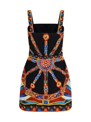 Dolce & Gabbana Fitted Printed Boat-neck Dress