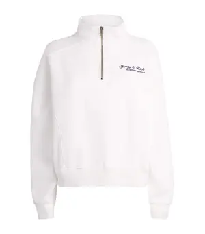 SPORTY & RICH Embroidered Quarter-zip Sweatshirt