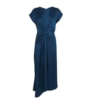 Victoria Beckham Satin Aria Midi Dress - Blue