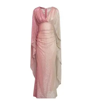 Talbot Runhof Ombré Voile Cape Gown - Pink
