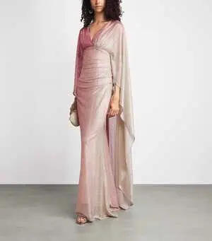 Talbot Runhof Ombré Voile Cape Gown