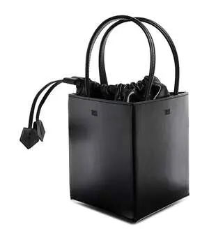 TALEL PARIS Leather Triangle Top-handle Bag - Black