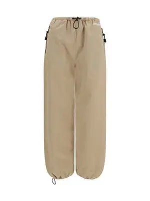 Miu Miu Elasticated Waist And Hem Cotton Gabardine Pants - Cream