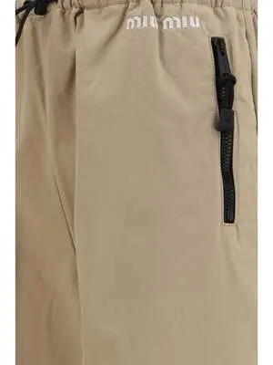 Miu Miu Elasticated Waist And Hem Cotton Gabardine Pants