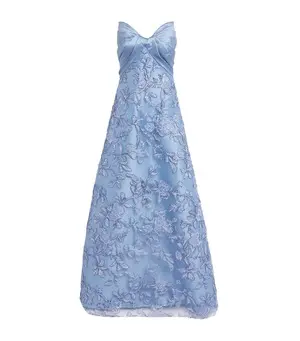 Pamella Roland Embellished Mikado Gown - Blue