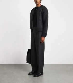 CRAIG GREEN Wool-blend Zip-up Sweater - Black