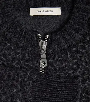 CRAIG GREEN Wool-blend Zip-up Sweater - Black