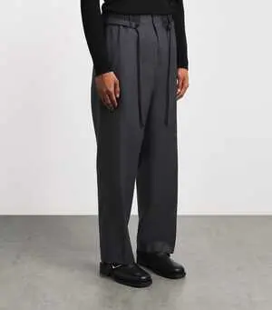 CRAIG GREEN Wool Lace Wide-leg Trousers - Grey
