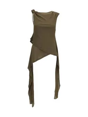 GANNI Asymmetrical Knot Top - Green