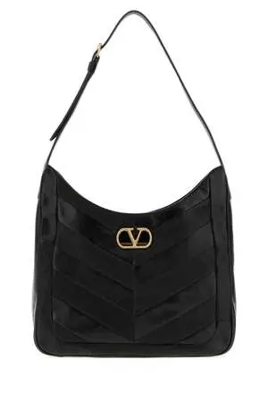 VALENTINO GARAVANI Leather Vlogo Signature Shoulder Bag - Black