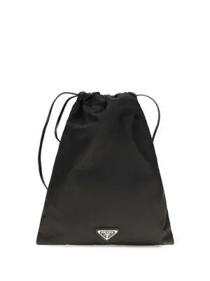 Prada Re-nylon Clutch With Drawstring Closure - Black