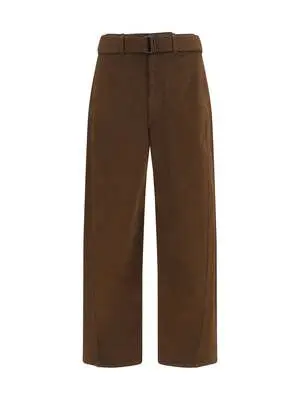 LEMAIRE Heavy Dyed Twill Belted Pants - Brown