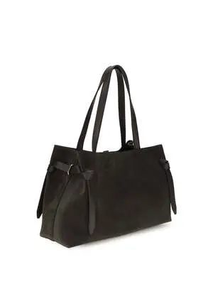 Yuzefi Gyoza Tote Bag In Suede - Brown