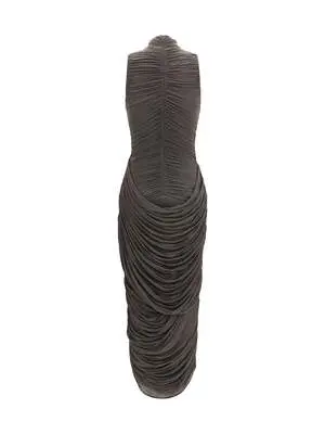 Magda Butrym Draped High-neck Midi Dress - Gray
