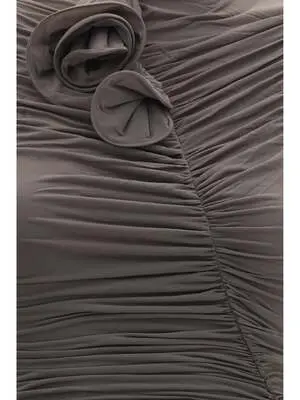 Magda Butrym Draped High-neck Midi Dress - Gray