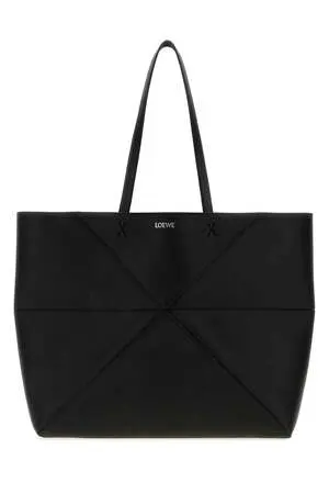 Loewe Leather Large Puzzle Fold Shopping Bag - Black