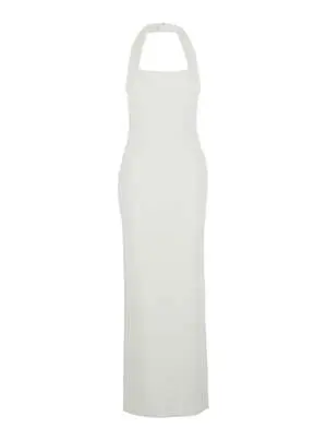 Solace London Ilona" Long Square Neck Twill Dress - White