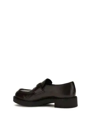 Prada Brushed Leather Loafers With Triangle Logo