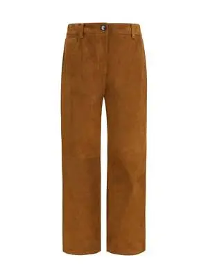 Magda Butrym Straight-leg Corduroy-effect Leather Pants - Brown