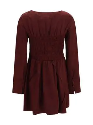 GANNI Long-sleeve Satin Mini Dress - Multicolor