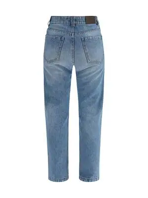 Brunello Cucinelli Retro Denim Pants With Monili Embellishment - Blue