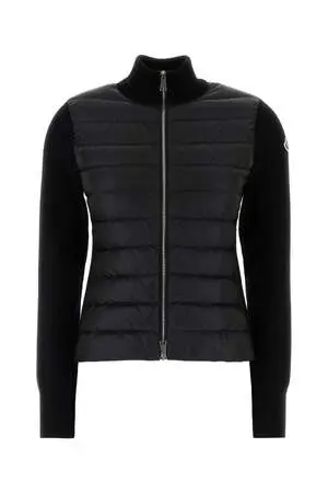 Moncler Nylon And Wool Cardigan - Black