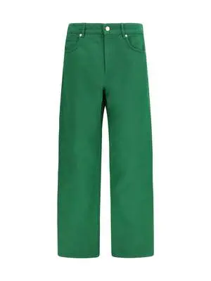 Max Mara Cotton And Linen Blend Pants - Green