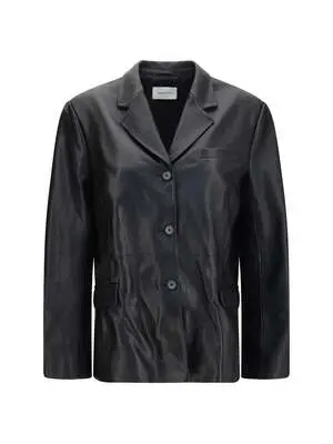 Magda Butrym Leather Blazer Jacket - Black