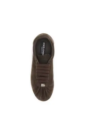 Dolce & Gabbana Low-top Suede Sneakers With Metal Dg Logo