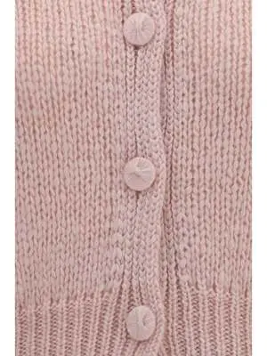 FORTE_FORTE Chunky Knit Buttoned Cardigan - Pink