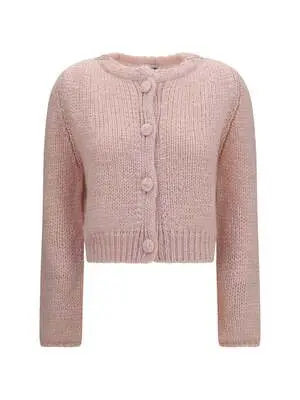FORTE_FORTE Chunky Knit Buttoned Cardigan - Pink