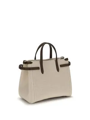 Valentino Garavani Antibes Mini Handbag In Embroidered Linen - Cream