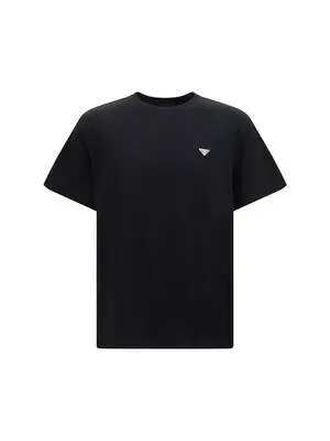 Prada Cotton T-shirt With Triangle Logo - Black