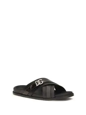 Dolce & Gabbana Smooth Calf Leather Slide Sandals