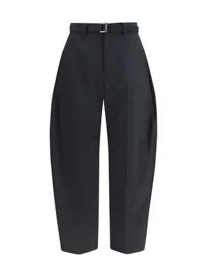 Sacai Wool Tailored Pants With Belt - Black