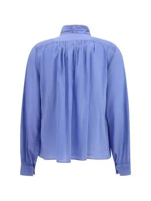 FORTE_FORTE Pleated High-neck Blouse - Blue