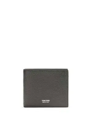 TOM FORD T Line Bifold Wallet In Grained Leather - Black