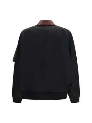 Sacai Cotton Bomber Jacket With Leather Details