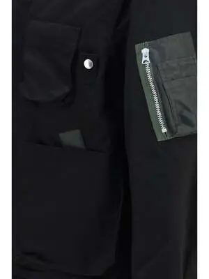 Sacai Cotton Bomber Jacket With Leather Details