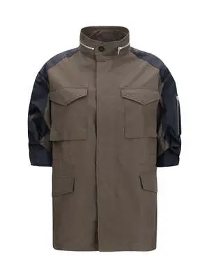 Sacai Three-quarter Sleeve Nylon And Cotton Jacket - Green