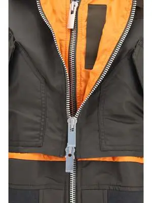 Sacai Double-zip Nylon Bomber Jacket - Green